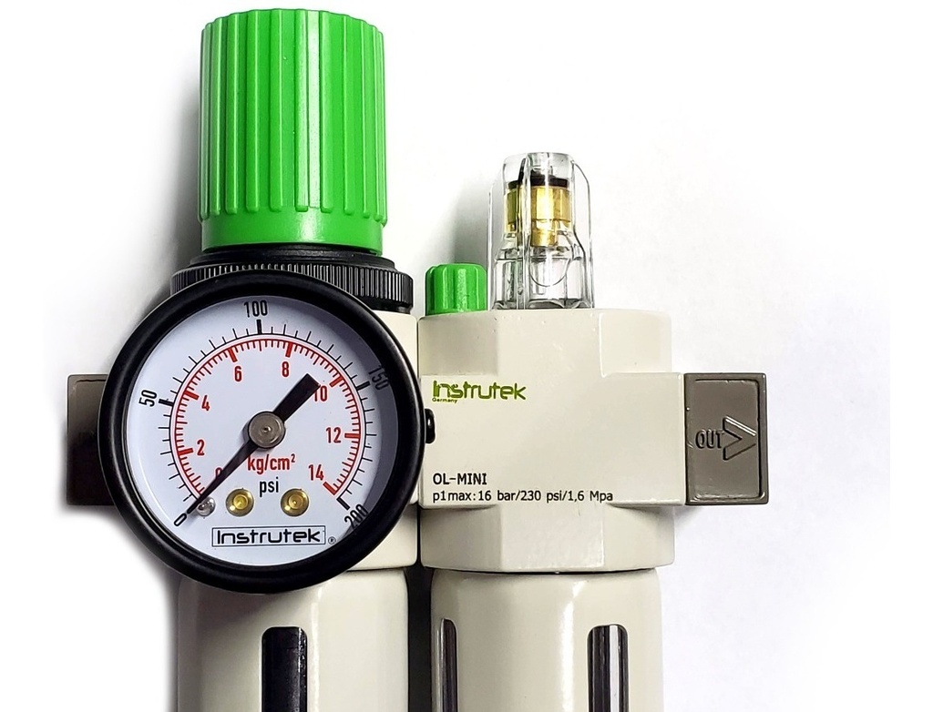 Filtro-regulador-lubricador 1/4 Alta Presión Con Manómetro | Instrutek